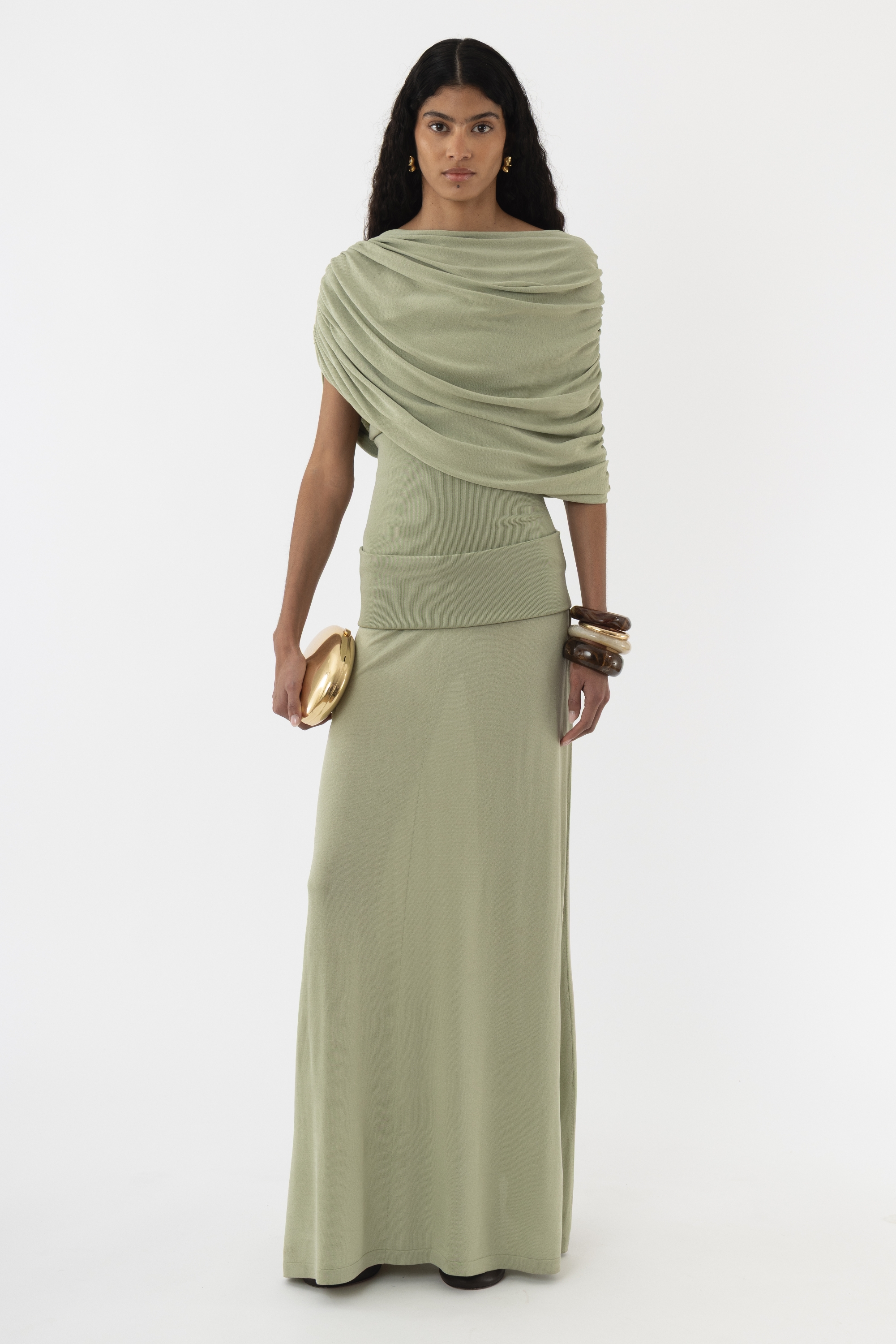 ARAKII Mela Knitted Maxi Dress with Scarf Poncho